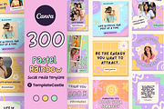 300 Pastel Rainbow Canva Templates, a Social Media Template by ...