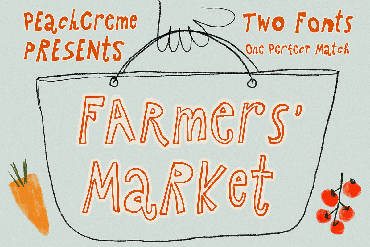 Farmers' Market // Font Duo, a Handwritten Font by PeachCreme