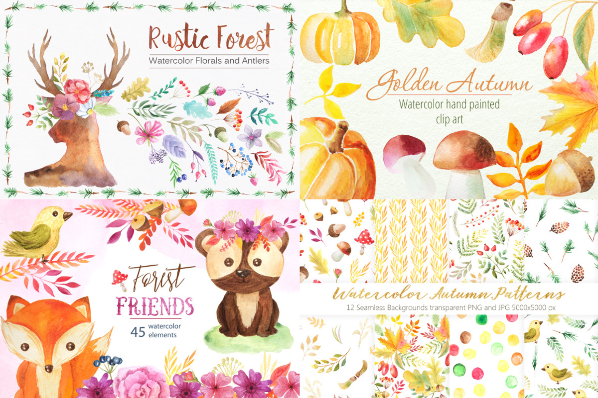 Watercolor Autumn BUNDLE, a Background Graphic by LarysaZabrotskaya
