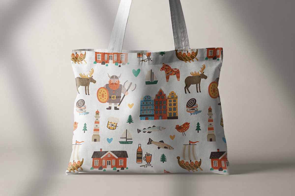 Swedish symbols seamless patterns, a Pattern Graphic by Good Studio ...