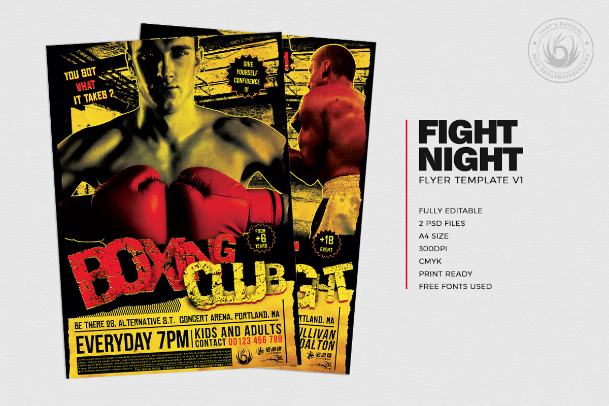Fight Night Flyer Template V1, a Flyer Template by ThatsDesign Art