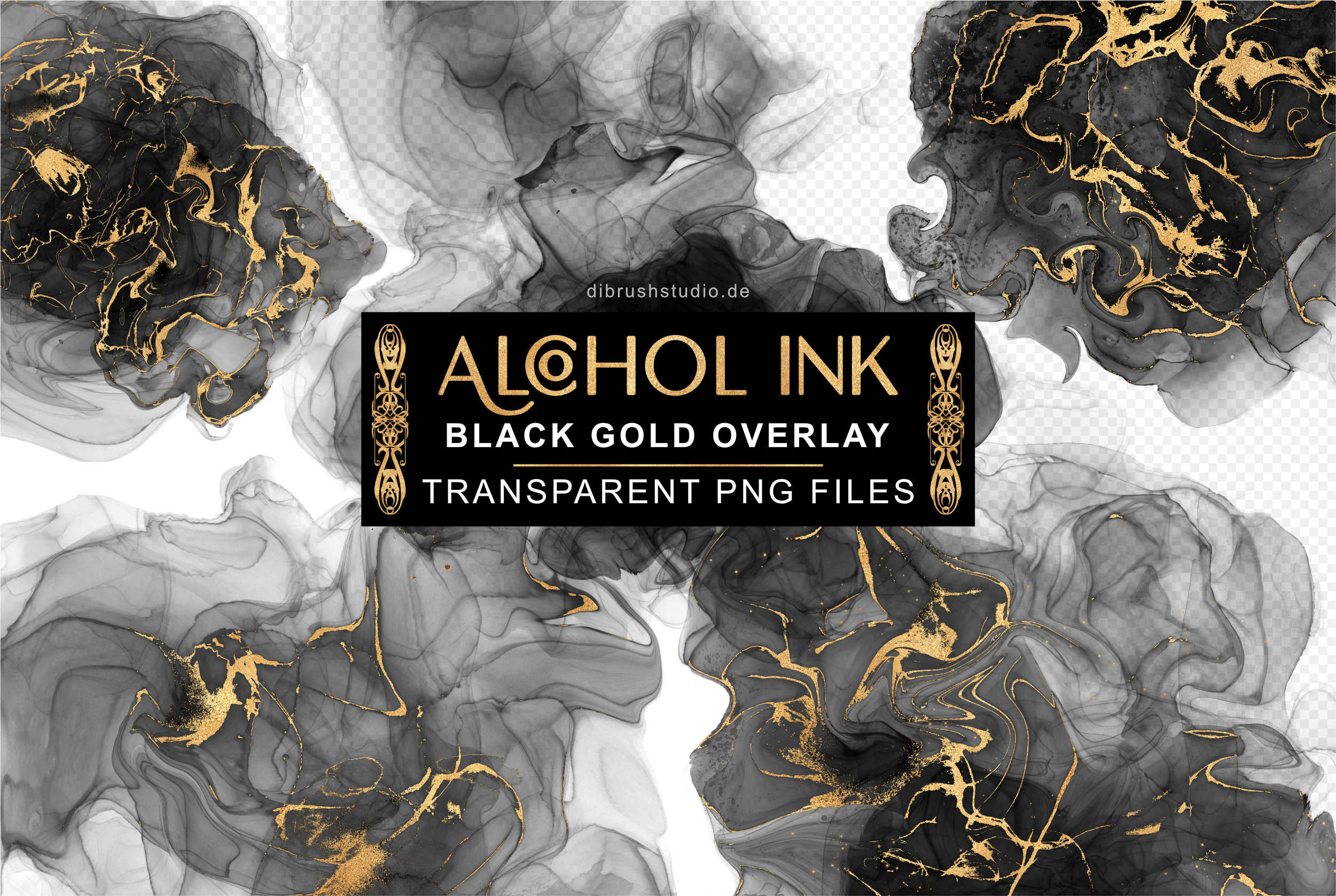 Gold Black Alcohol Ink Overlay