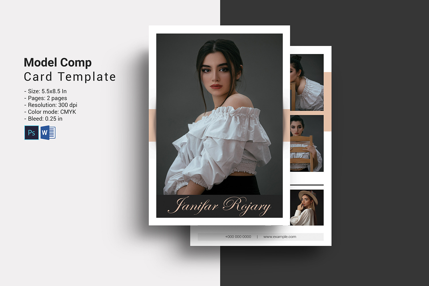 Modeling Comp Card / Composite Card | Flyer Templates ~ Creative Market