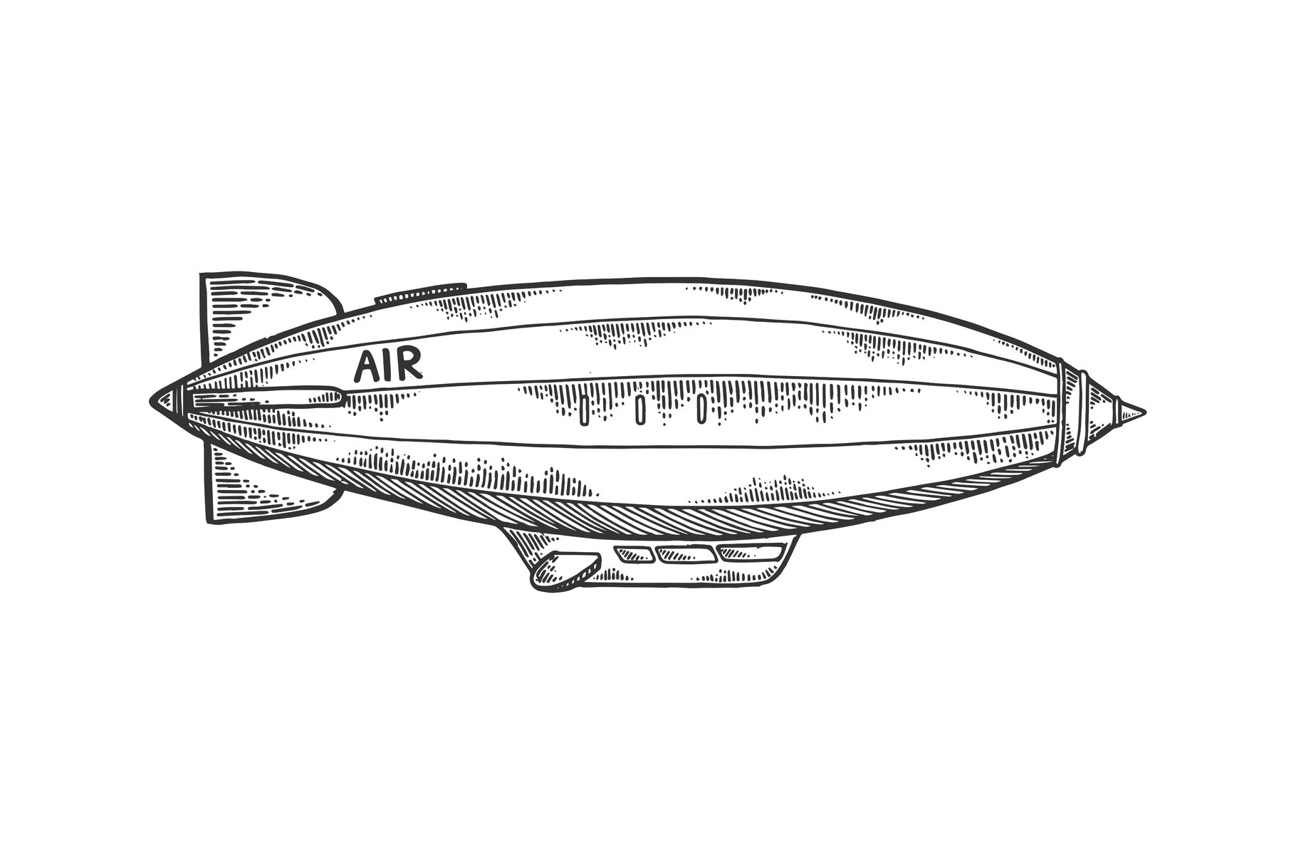 Airship dirigible engraving vector illustration, an Object Illustration ...