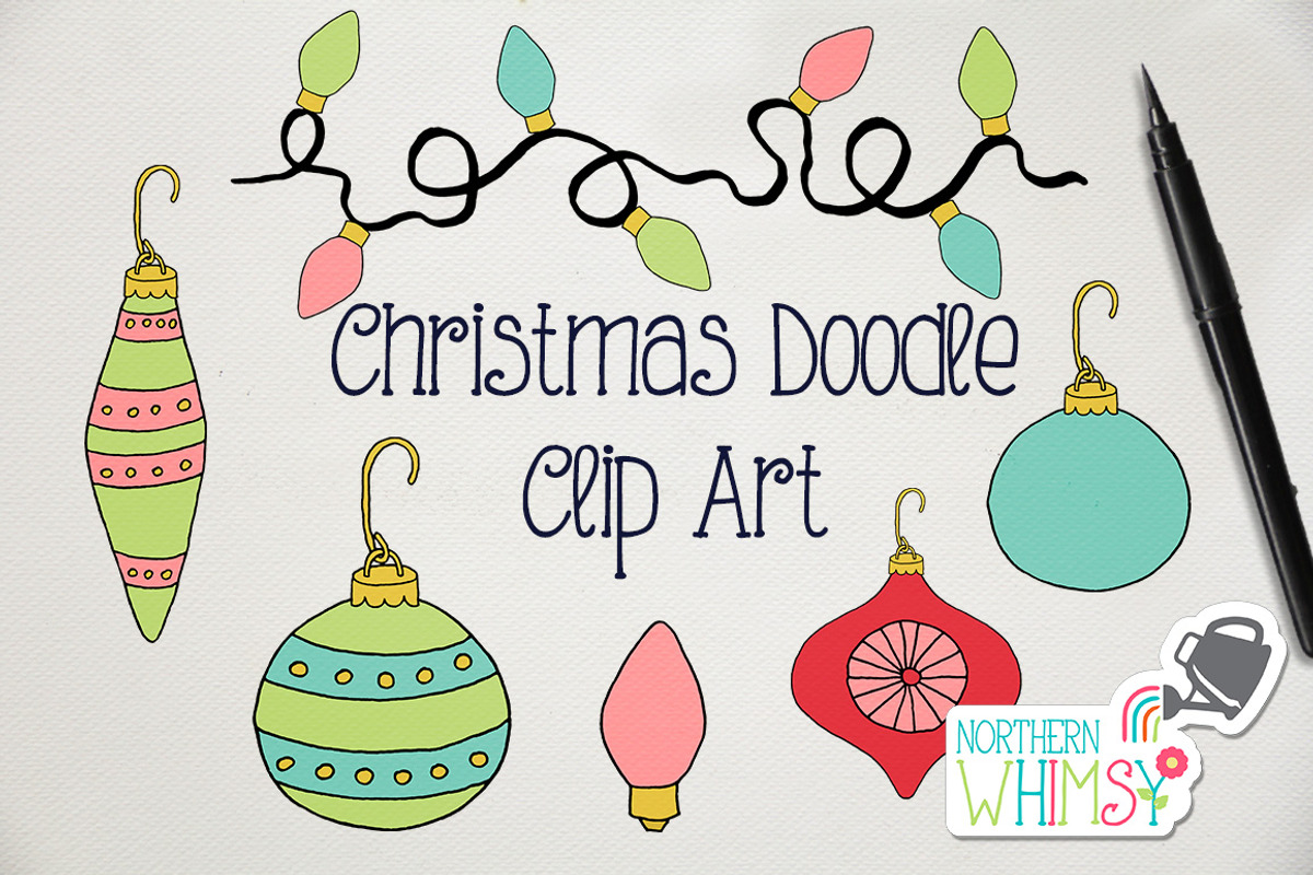 Hand Drawn Christmas Ornaments, a Pattern Graphic by Northern Whimsy Design