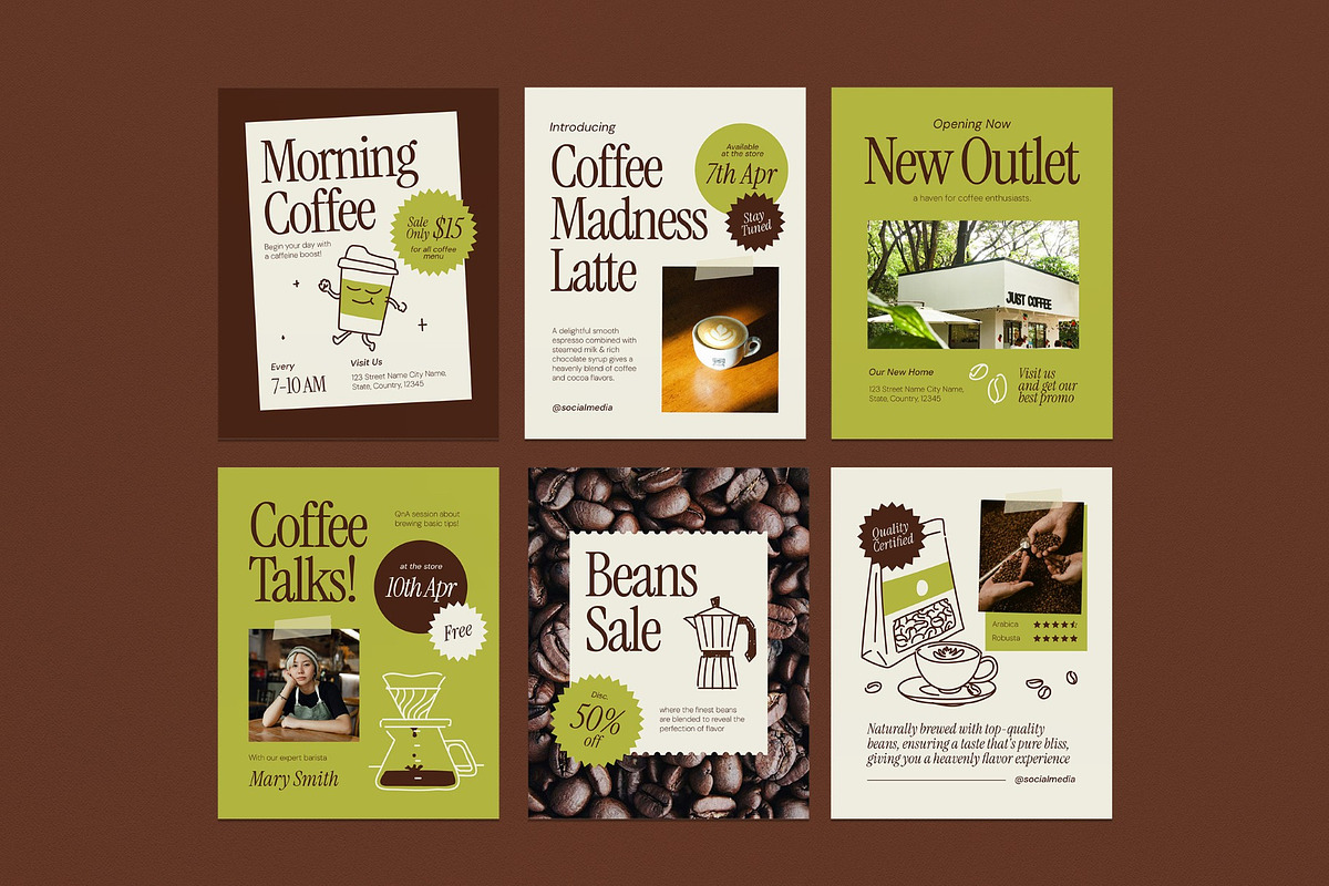 Coffee Shop Instagram Template, a Social Media Template by graphicook