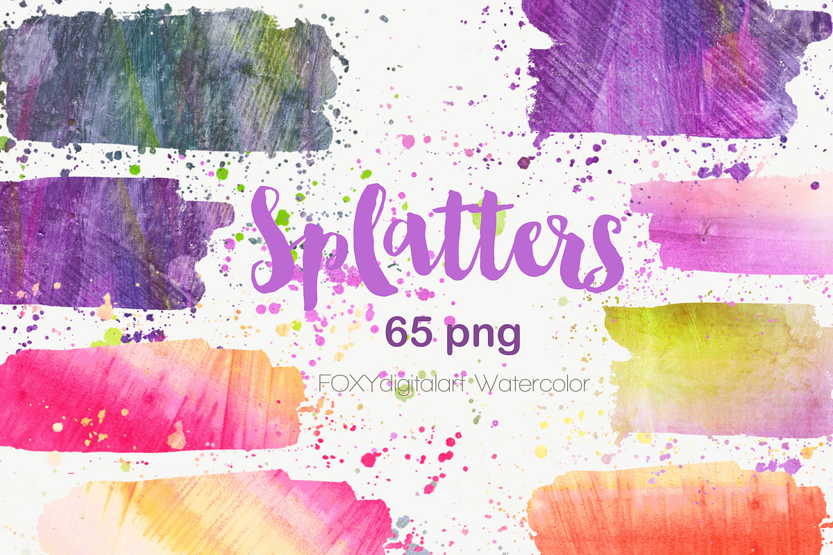 Watercolor splatters paint splashes, a Texture Graphic by FOXYdigitalart