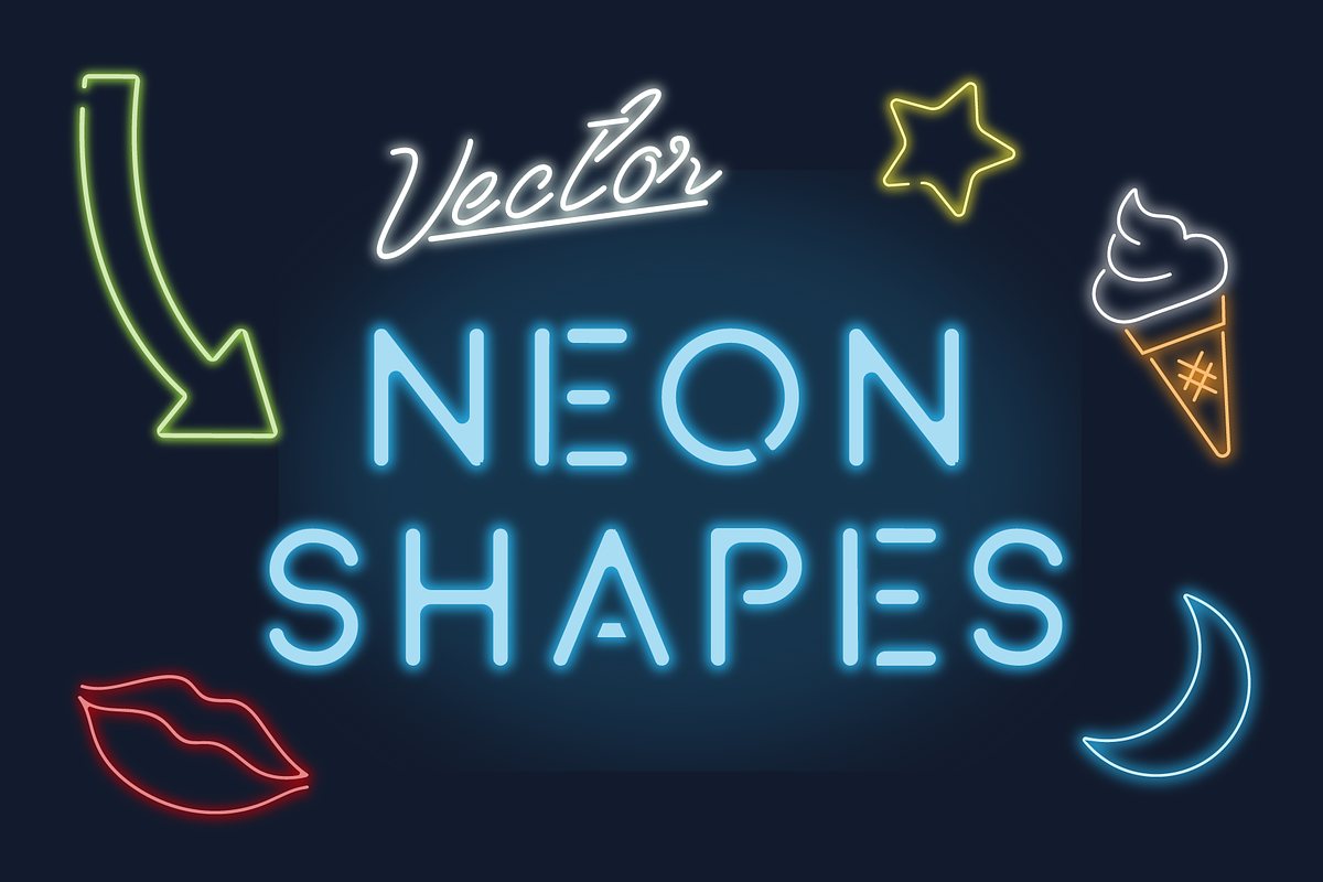 Neon Sign Shapes Vector Pack, a Food Illustration by Catty Studio