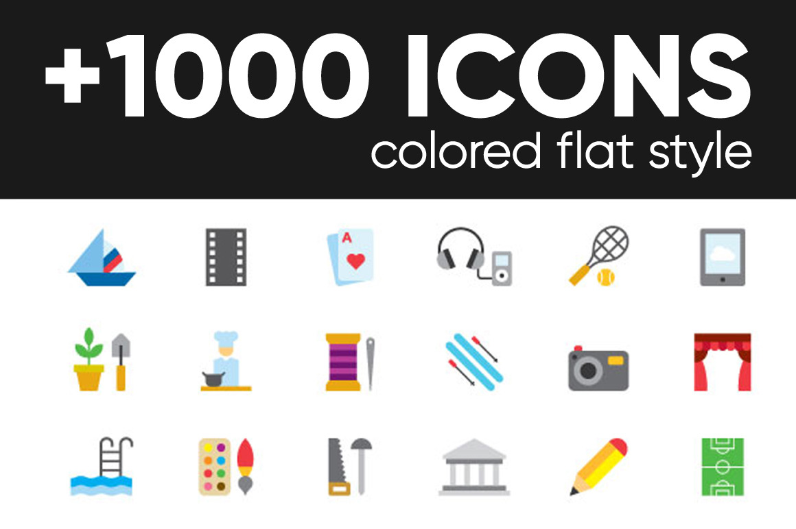 +1000 COLORED FLAT ICONS | Icons ~ Creative Market