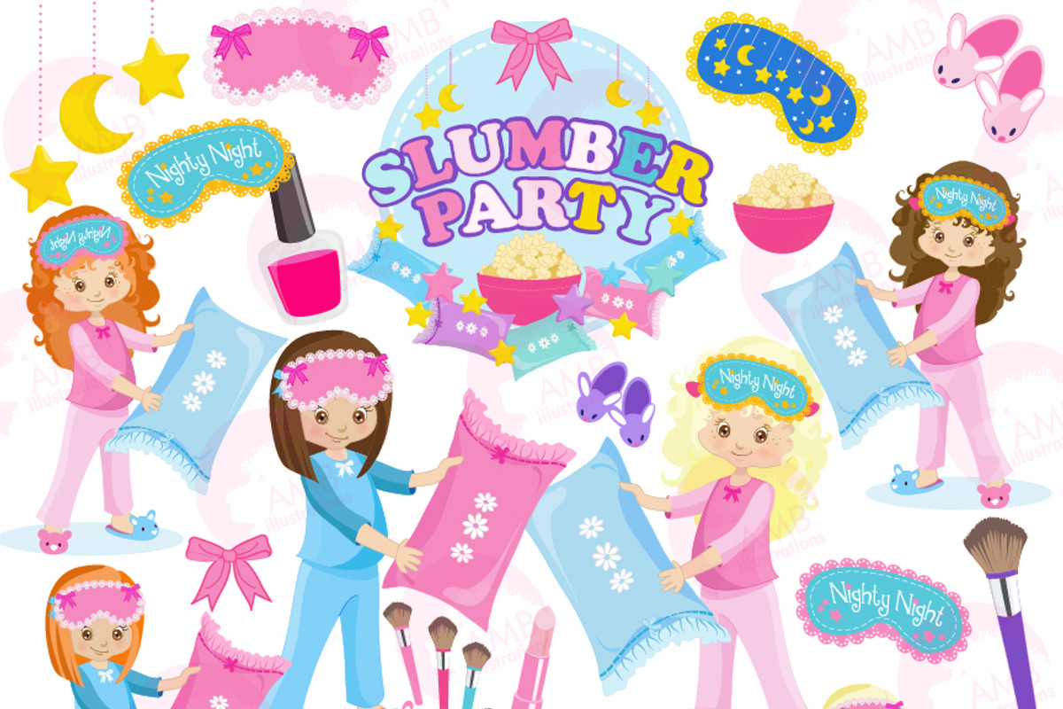 Slumber Party Clipart AMB-1234, an Illustration by AMBillustrations