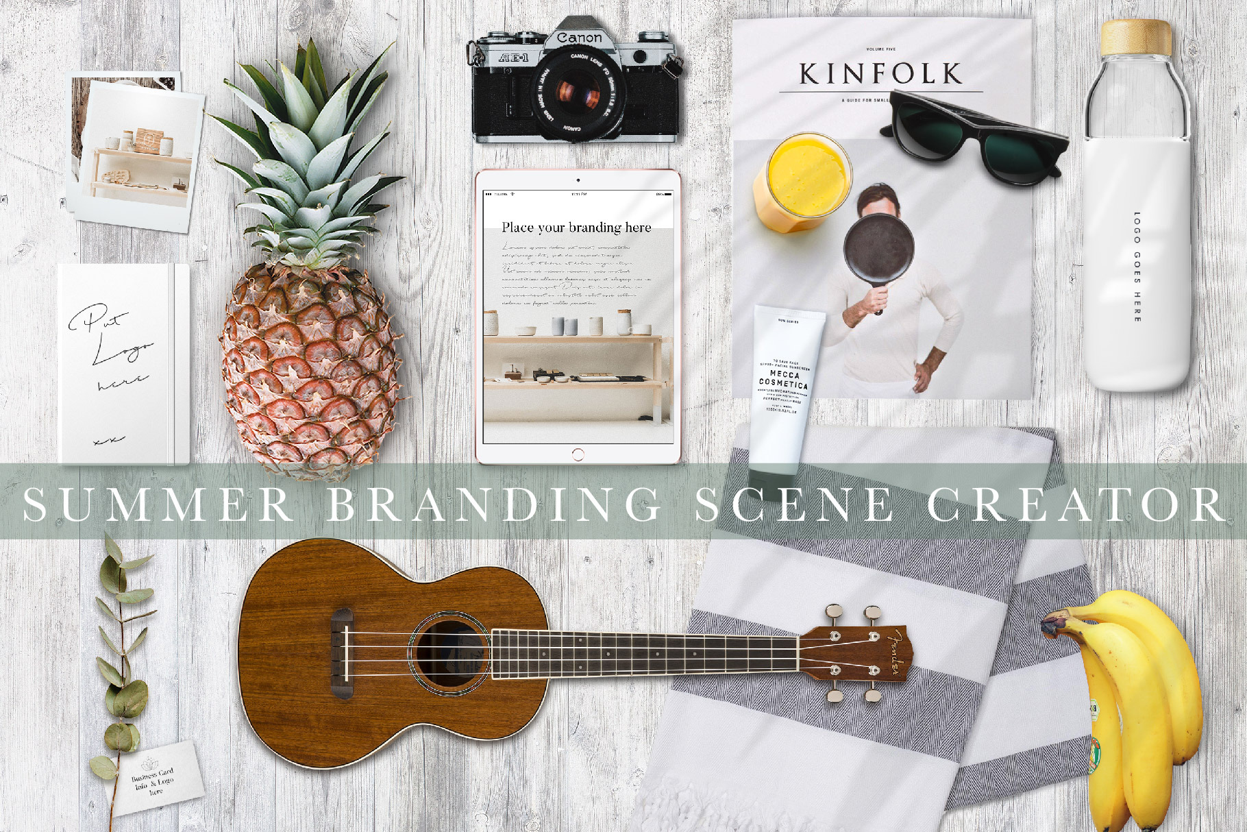 SUMMER SCENE CREATOR BRANDING MOCKUP, a Product Mockup by Tropical Type