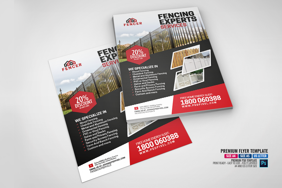 Fencing Business Flyer, a Flyer Template by PSDPixel