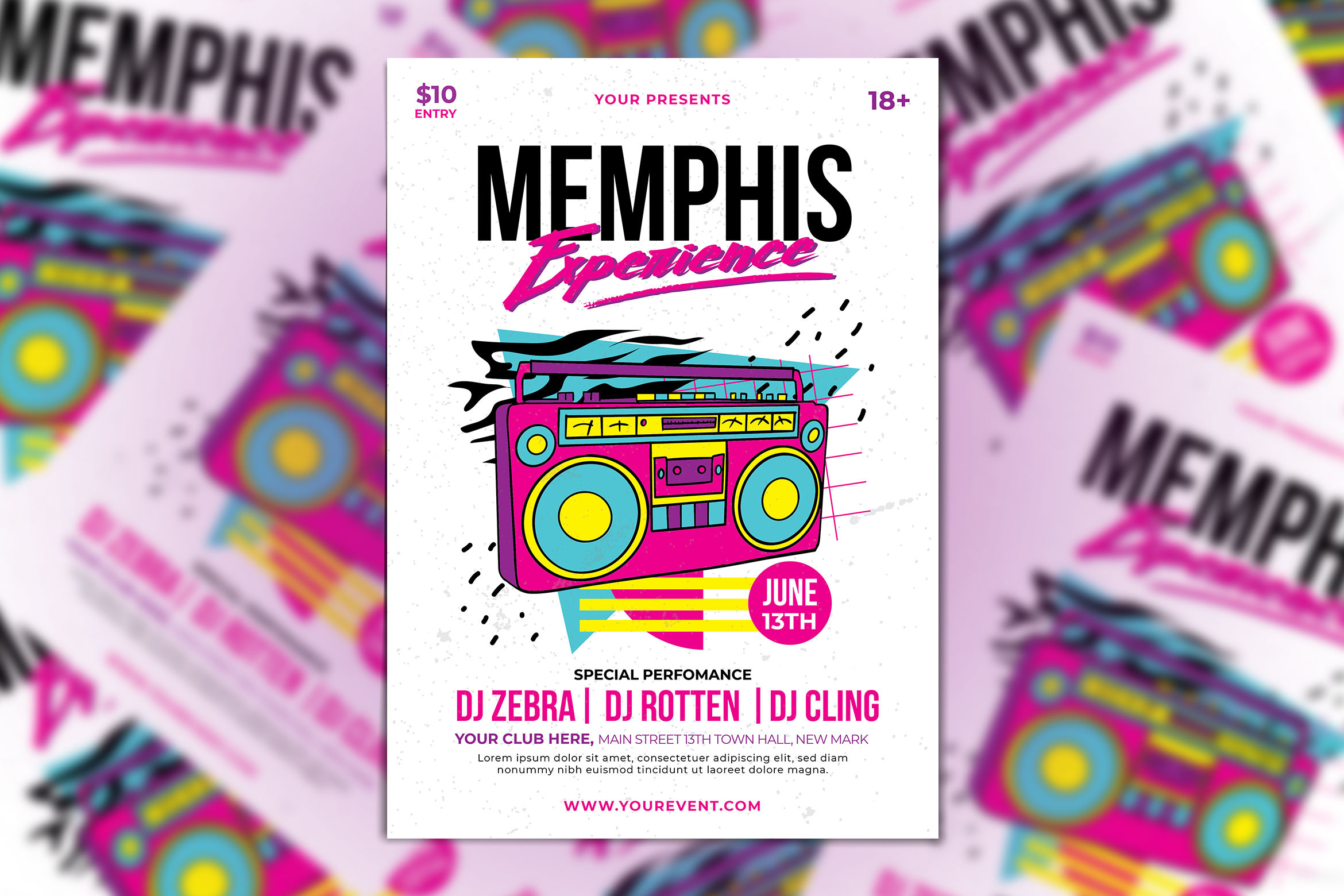 Memphis Experience, a Flyer Template by Aiyari Graphic