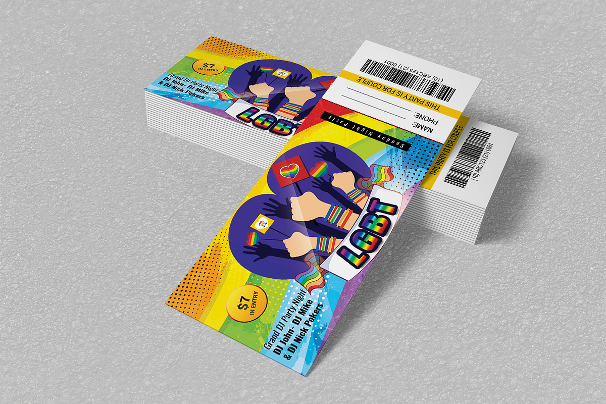 LGBT Concert Pass Tickets, a Stationery Template by Psd Templates
