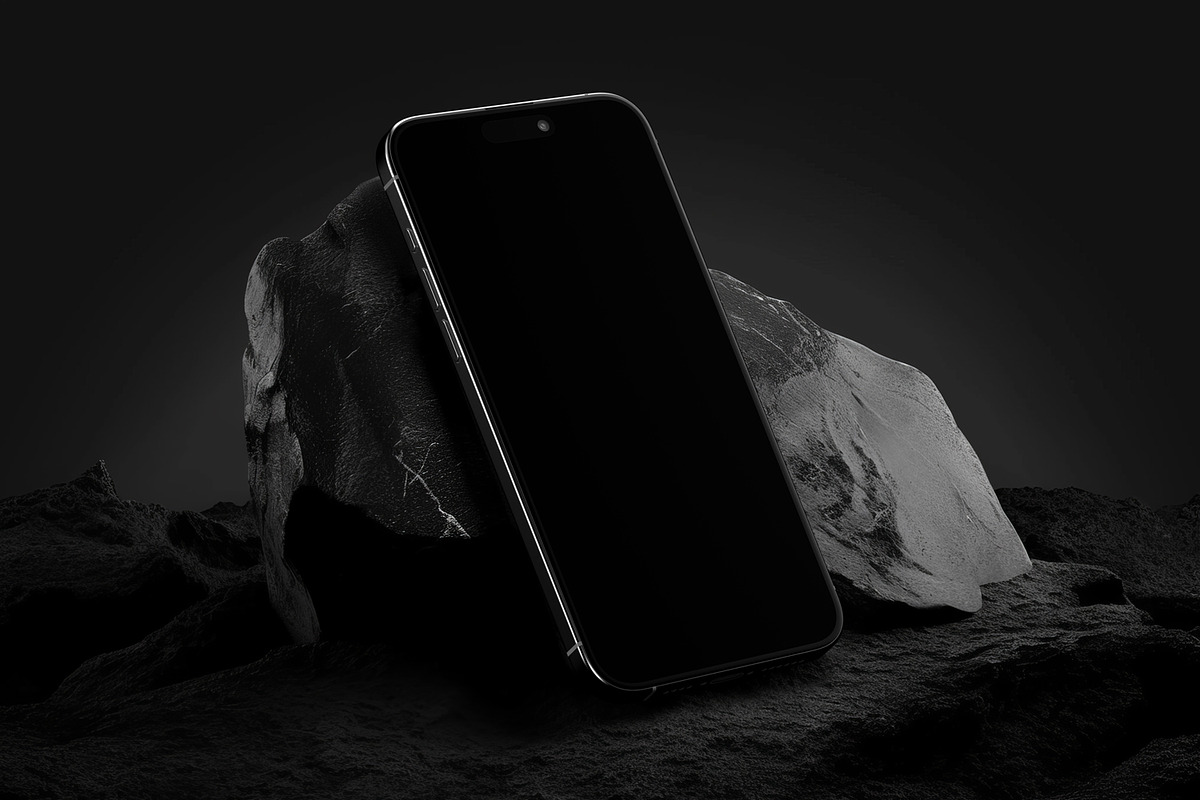 iPhone and Rocks Mockup, an iPhone Mockup by Ram Studio LLC