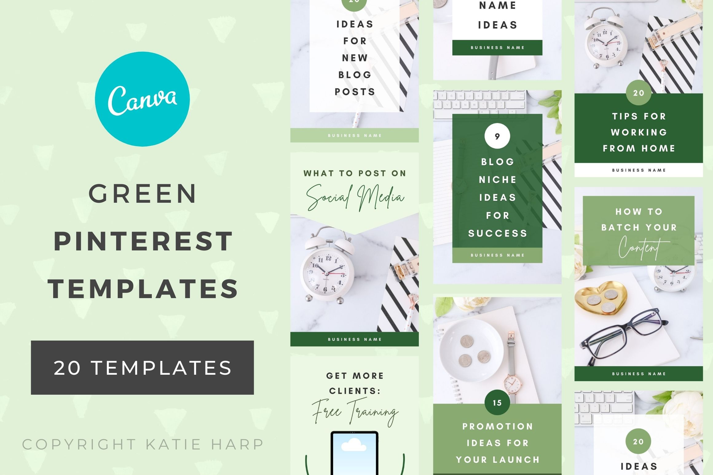 Green Canva Pin Templates, a Social Media Template by Katie Harp ...