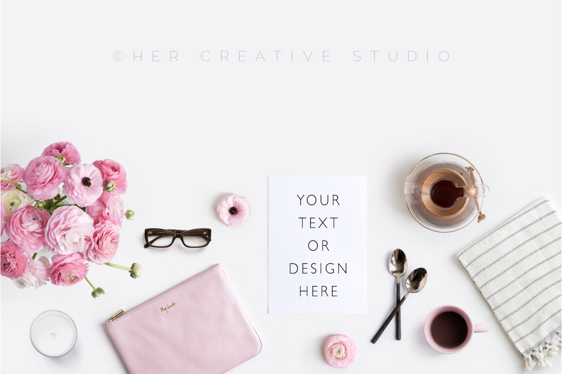 Floral Flatlay Product Mockup, a Print Template by Her Creative Studio
