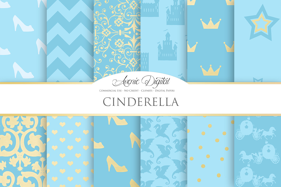 Cinderella Priness Digital Paper, a Pattern Graphic by Avenie Digital