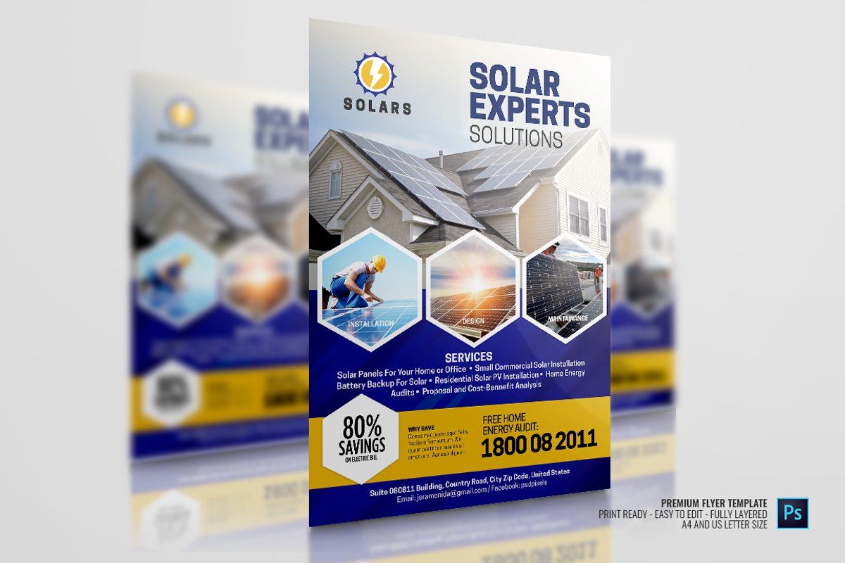 Solar Energy Services Flyer, a Flyer Template by PSDPixel