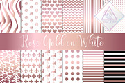 Rose Gold on White Digital Paper, a Texture Graphic by Fantasy Cliparts
