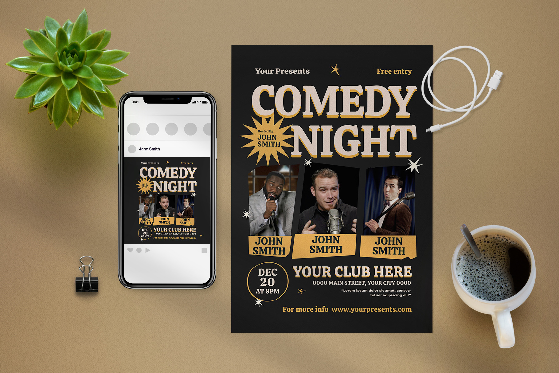 Comedy Night Flyer, a Flyer Template by lilyshop