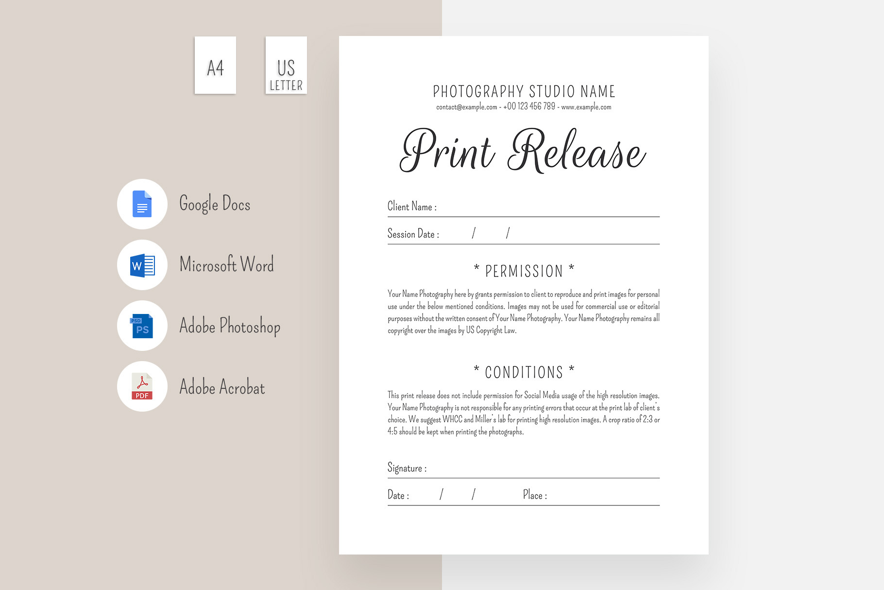 Photo Print Release Forms, a Stationery Template by Amit Debnath