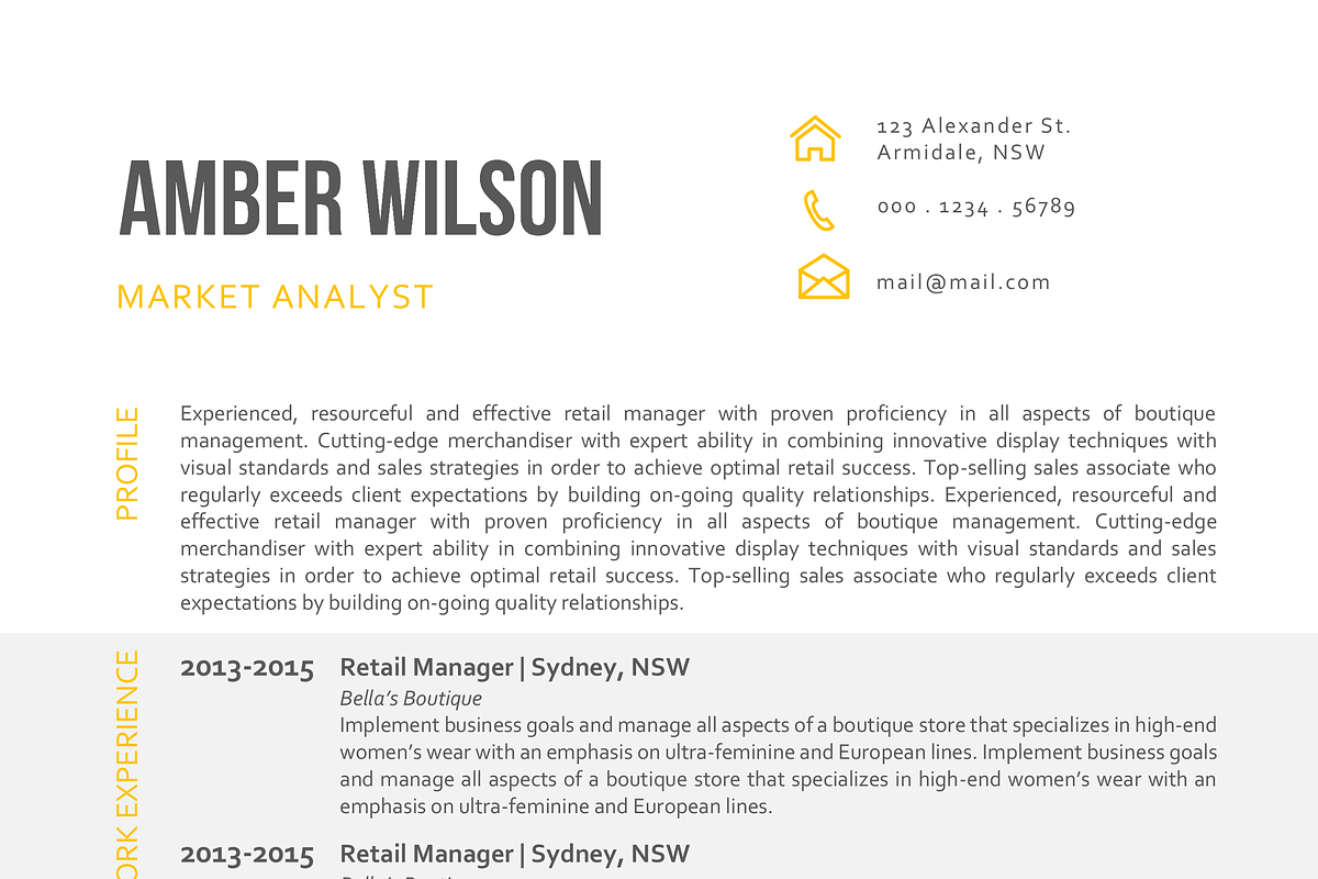 Shadow chart resume template, a Resume Template by Inkpower