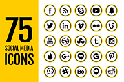 75 Yellow Thick Social Media Icons, an Icon by Designs By Alfredo
