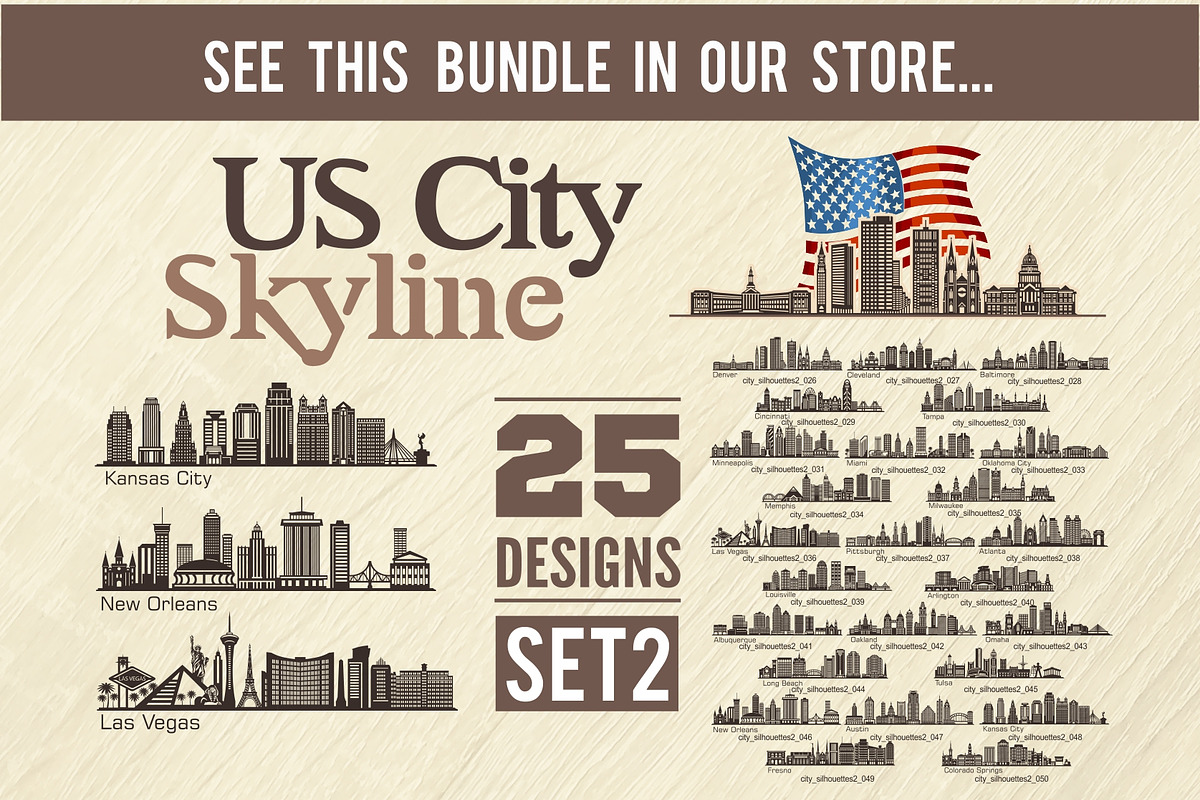 Denver City Skyline Stencil Cut SVG, an Illustration by Digital-Clipart