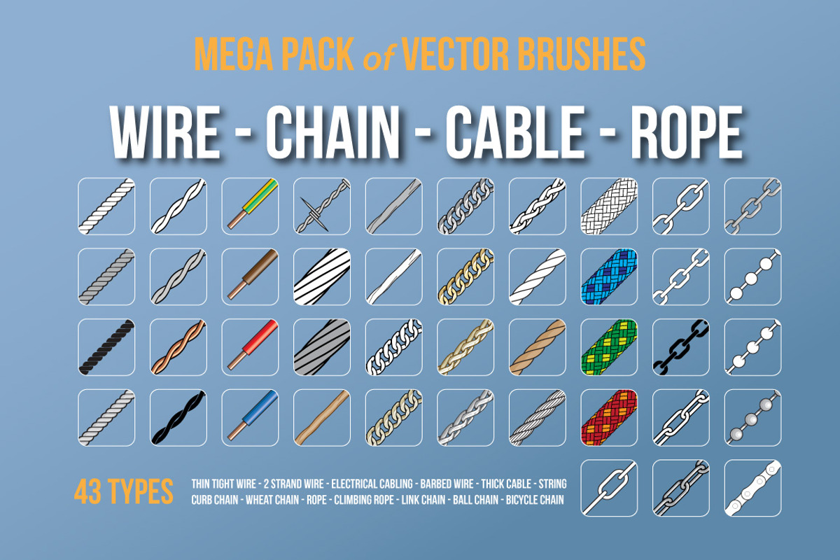 Wire Chain Cable Rope Brushes, a Brush Add-On by Industrial Artworks