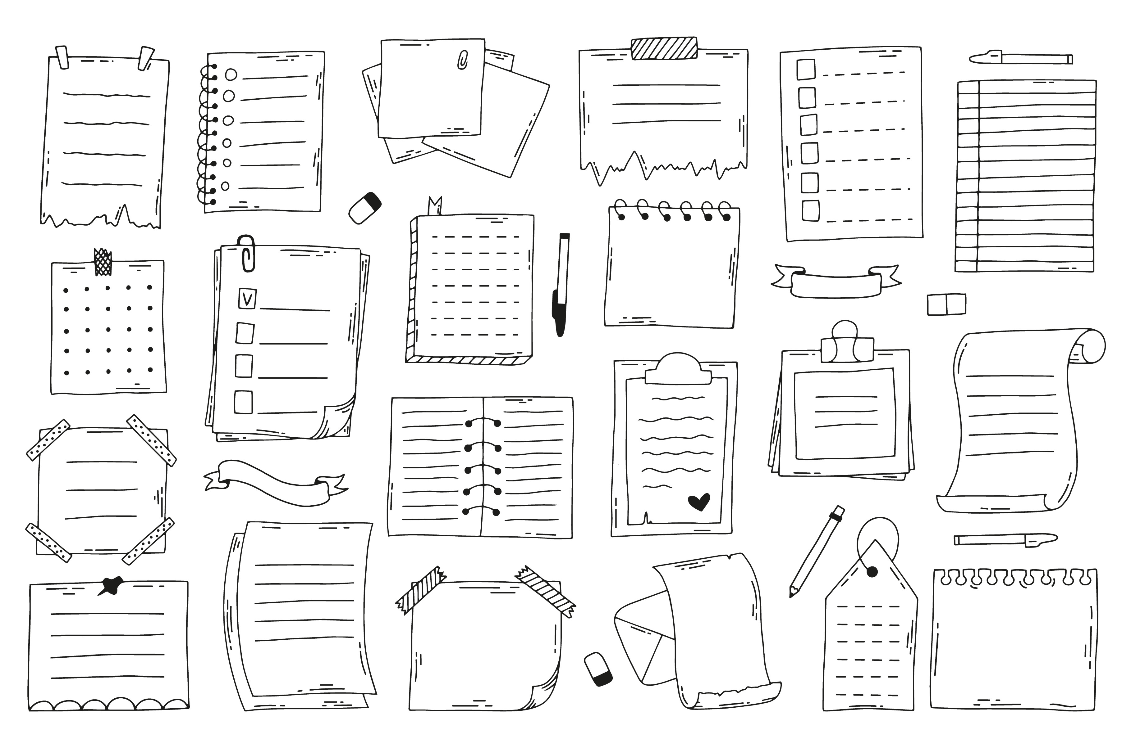 Hand drawn doodle paper notes, a Background Graphic by winwin.art