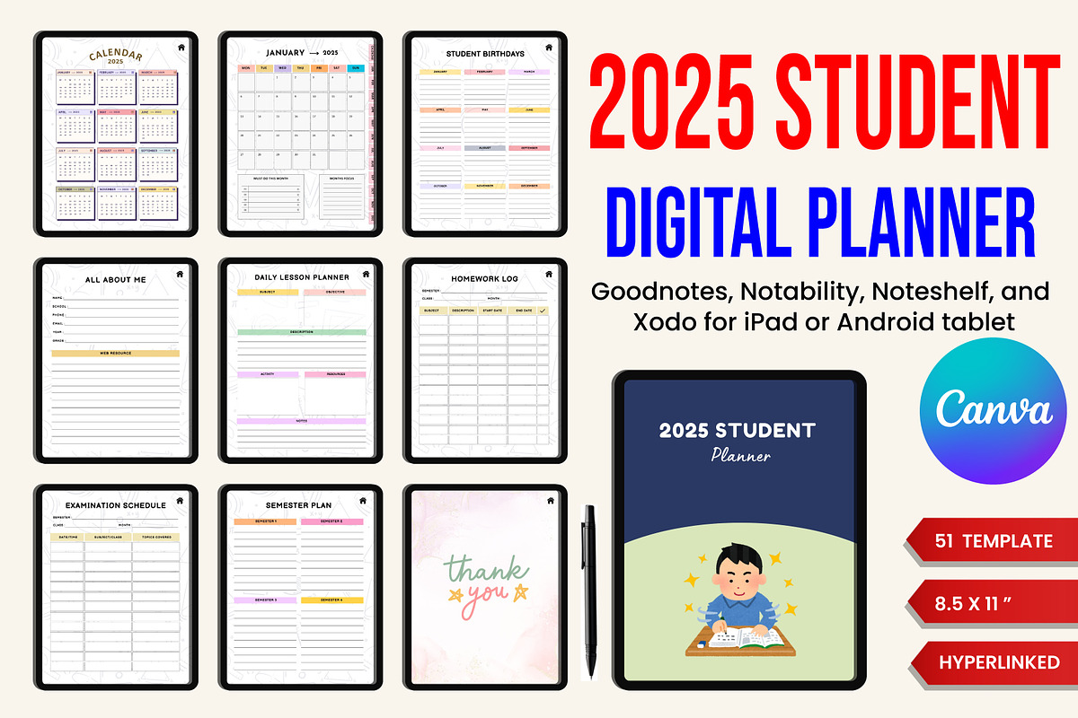 2025 Digital Student Planner Canva