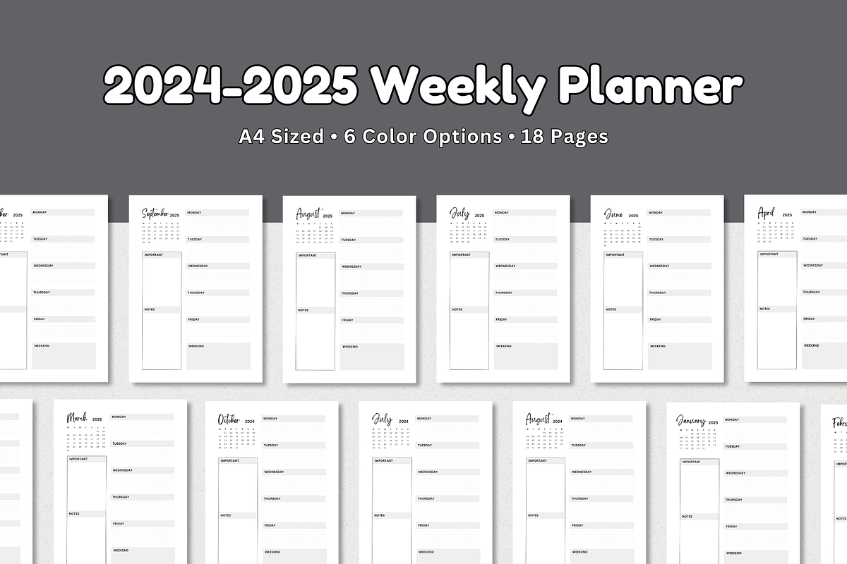 2024-2025 Mid-year Weekly Planner A4, a Stationery Template by The ...