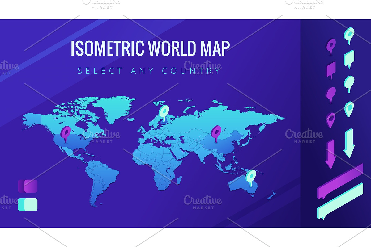 World map isometric vector illustration, a Technology Illustration by ...