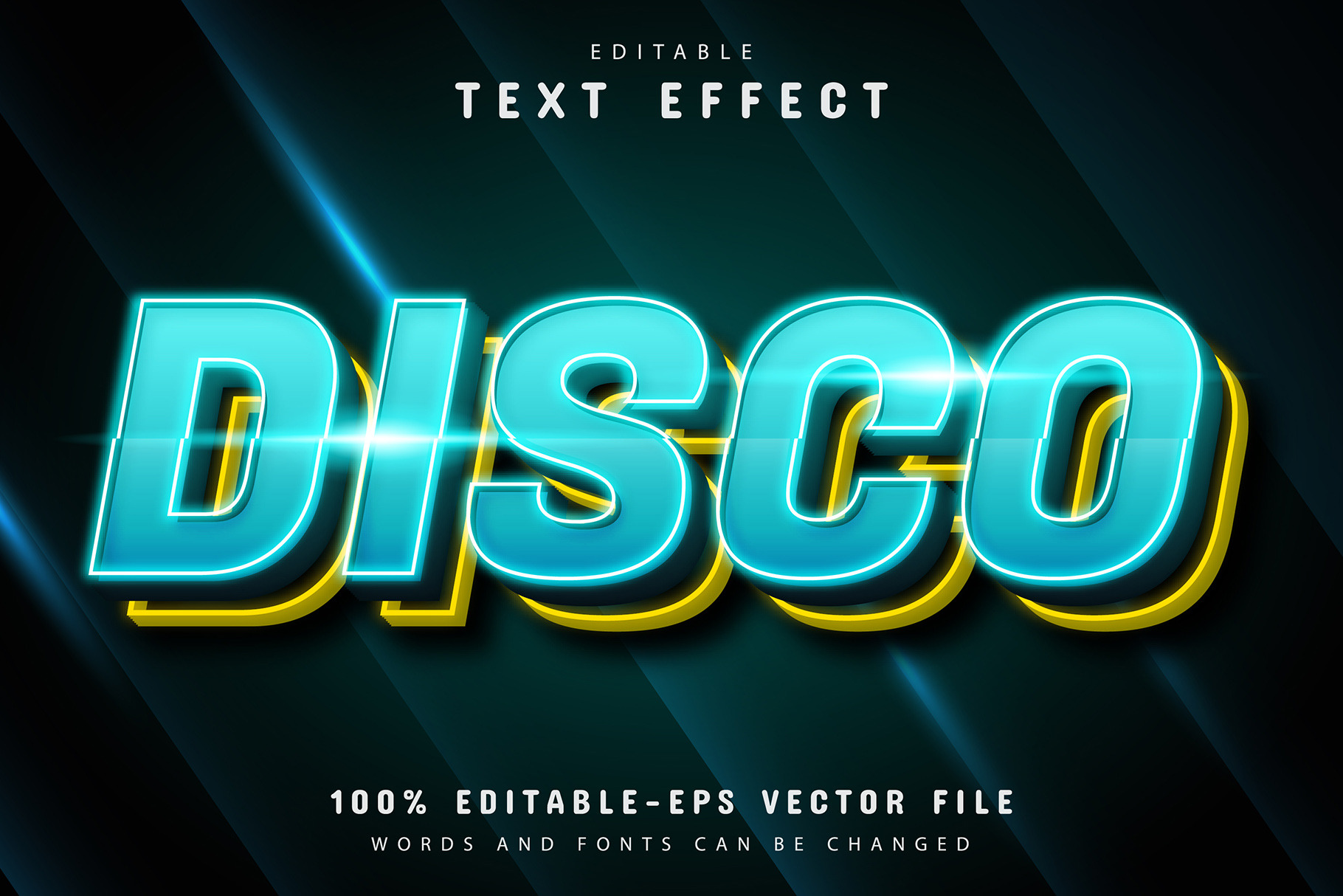 Disco text, editable 3d text effect, a Plug-in Add-On by Aglonemadesign