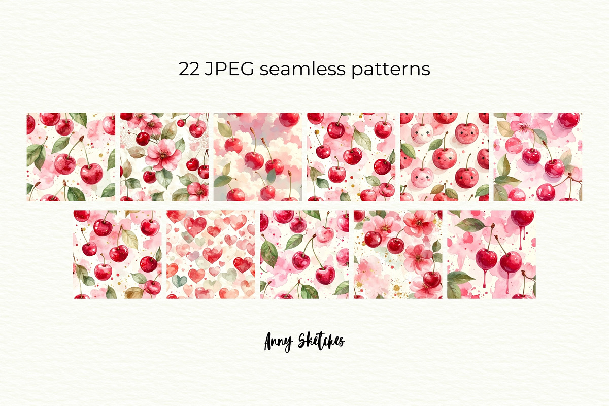 Cherry Coquette Seamless Patterns, a Pattern Graphic by Anny Sketches