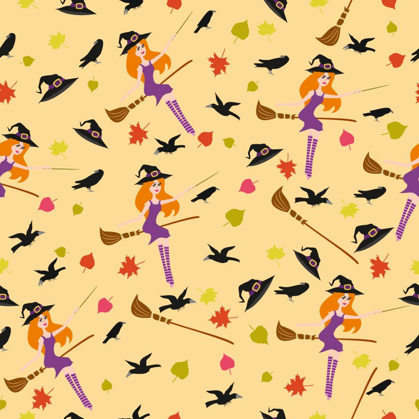 Seamless pattern with cartoon Witch, a Pattern Graphic by Svetlana ...