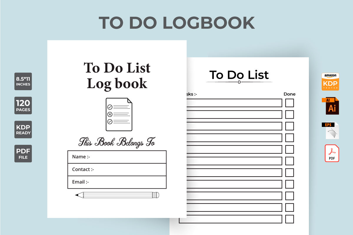 To do task book KDP interior vector