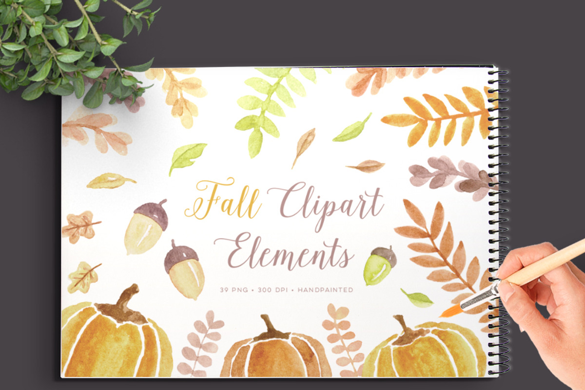 Fall Watercolor Elements Graphics, an Illustration by By Lef