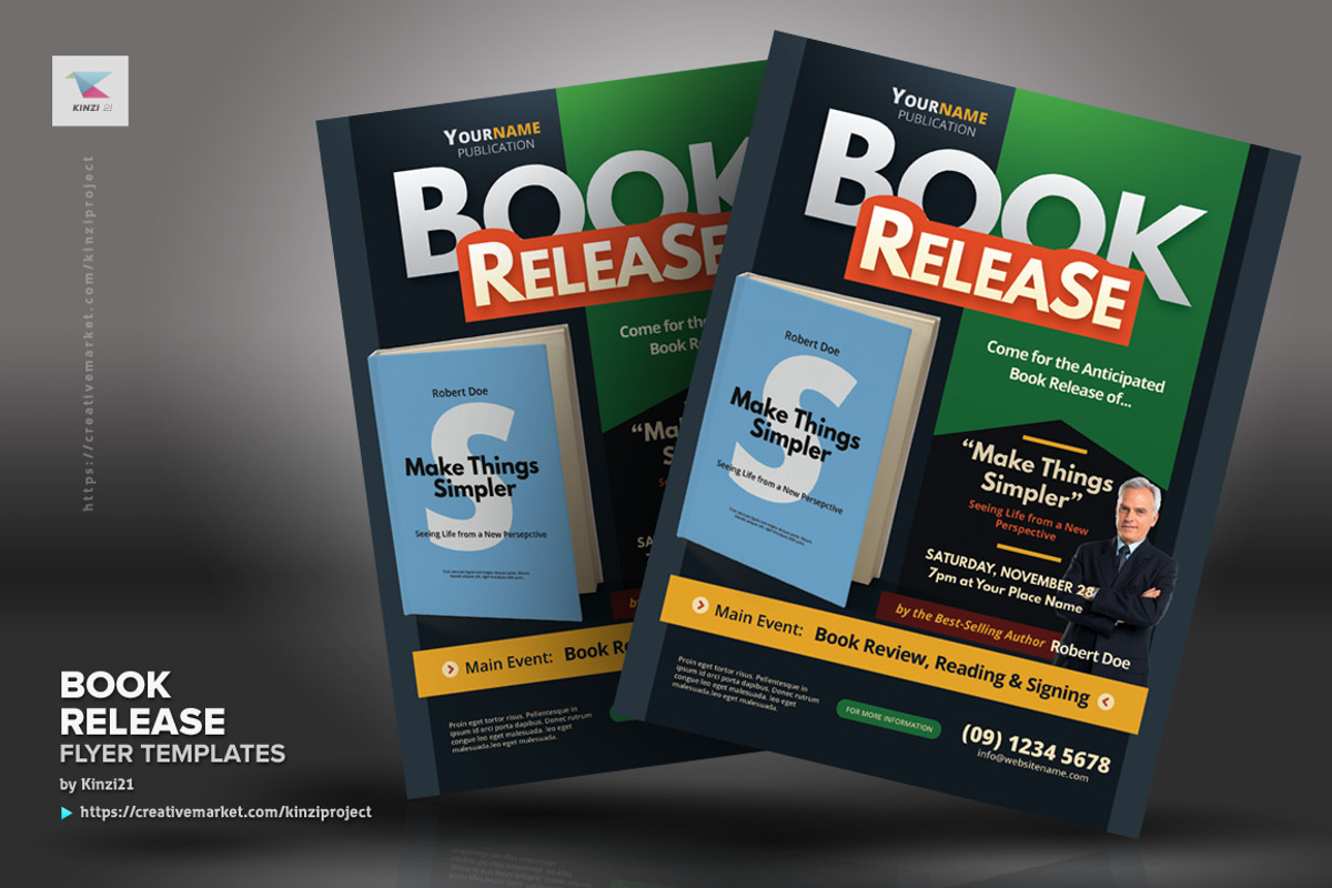 Book Release Flyer Templates, a Flyer Template by kinzi21