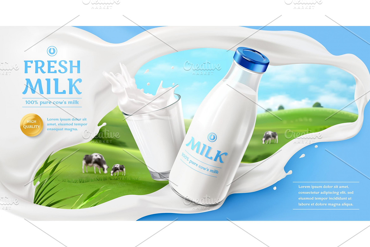 Fresh milk ad template, a Flyer Template by TotallypicRF