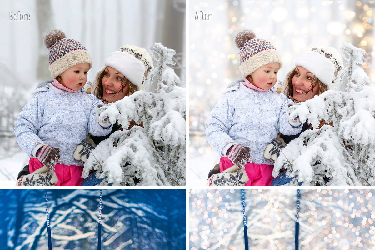 Christmas Bokeh Photo Overlays, a Brushes & More by MockTurtleStudio