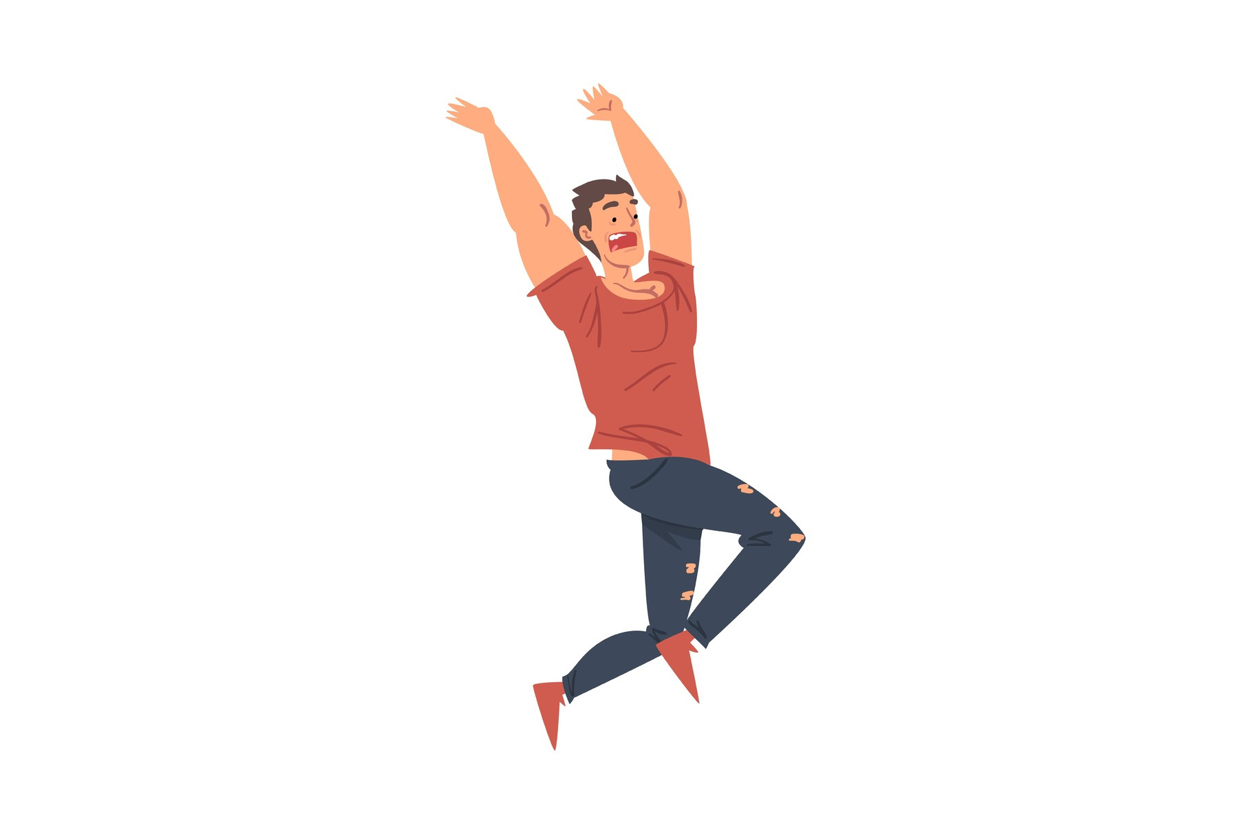 Shocked Guy Jumping in Fear, a Person Illustration by TopVectors