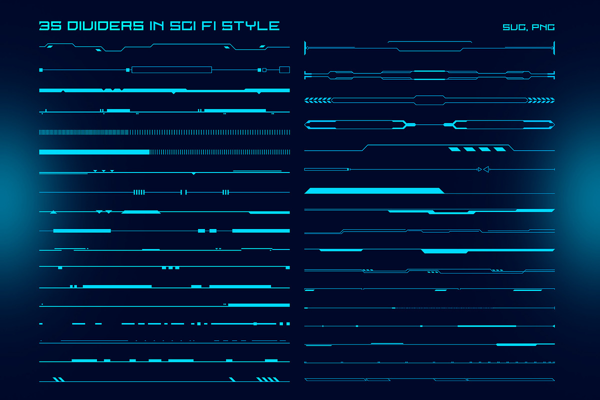 Sci Fi Dividers Set, an Illustration by Olga Ryzychenko