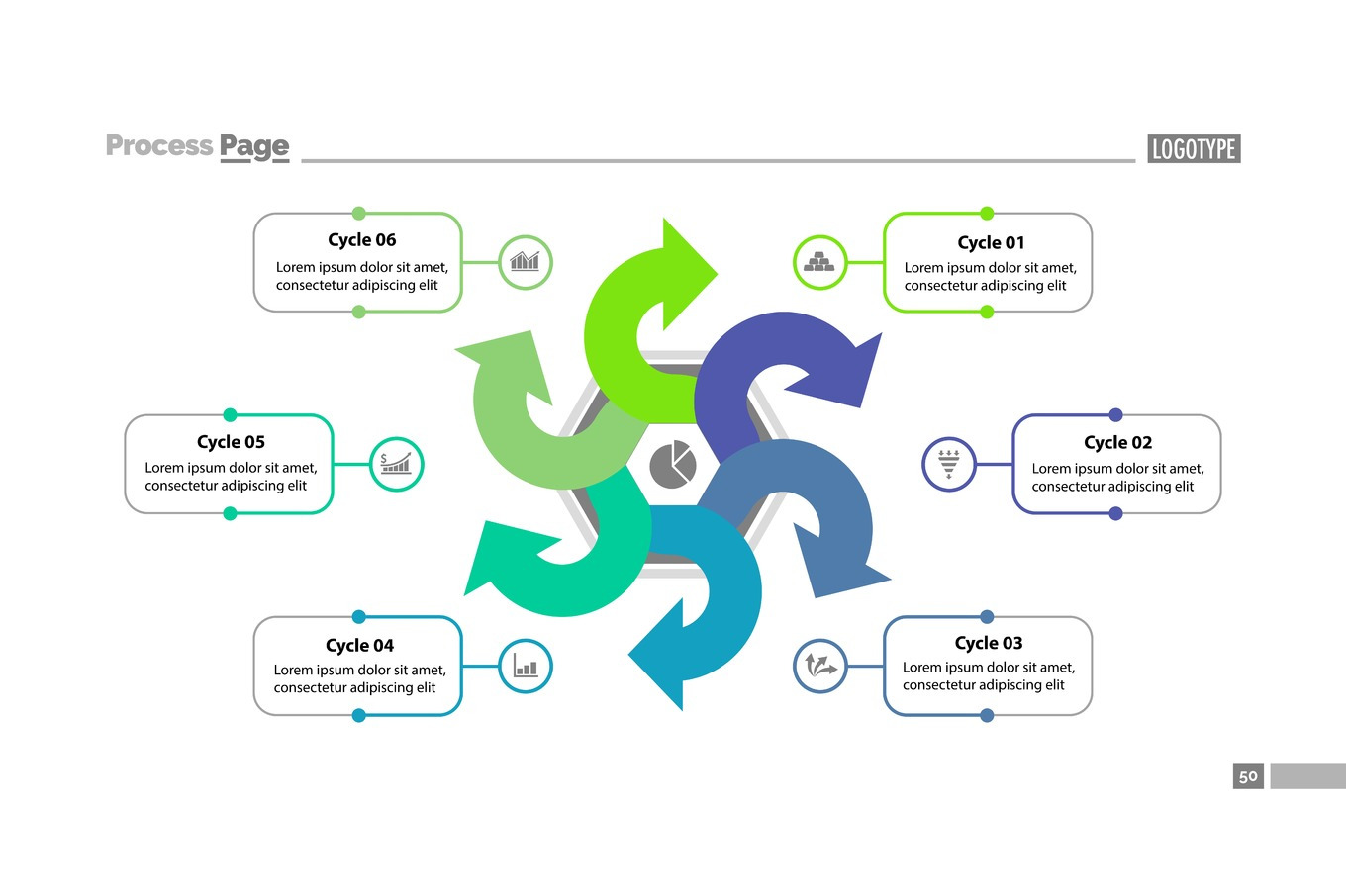 Six Arrows Plan Slide Template, a Texture Graphic by SurfsUpVector