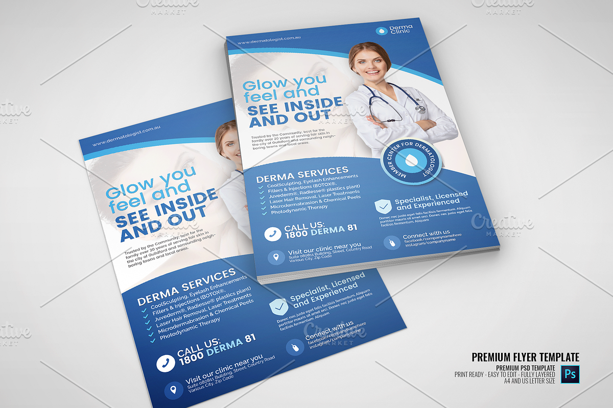 Dermatology Clinic Promotional Flyer, a Flyer Template by PSDPixel
