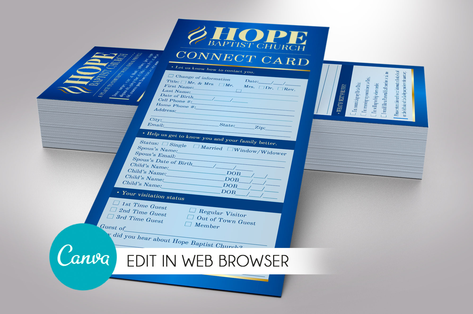 Blue Connect Card Canva Template | Creative Market