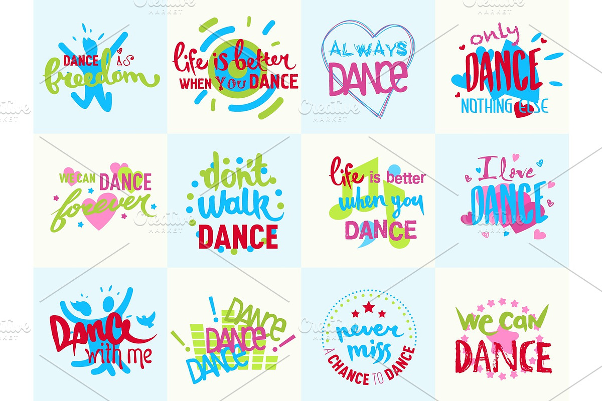 Handdrawn lettering Love Dance and Music phrase isolated on white ...