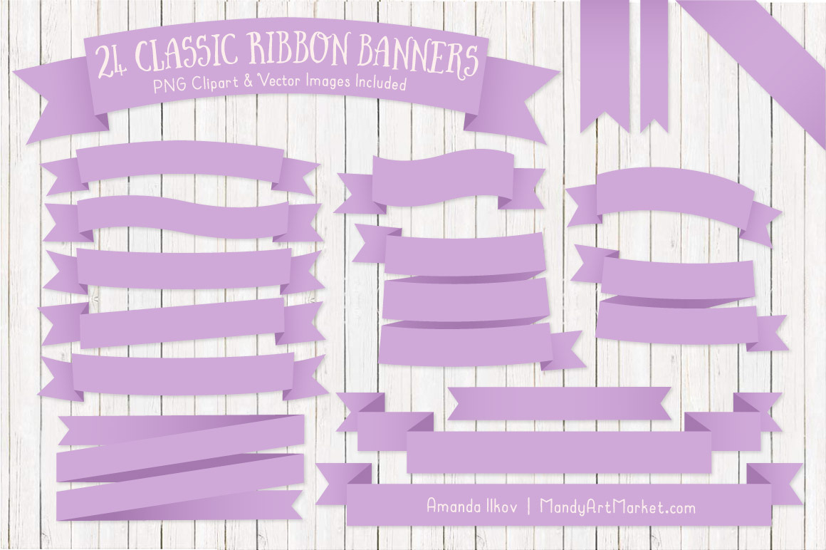 Lavender Ribbon Banner Clipart, an Illustration by Amanda Ilkov