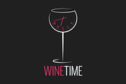 Wine glass logo. Wine time concept., a Food Illustration by PushLogo